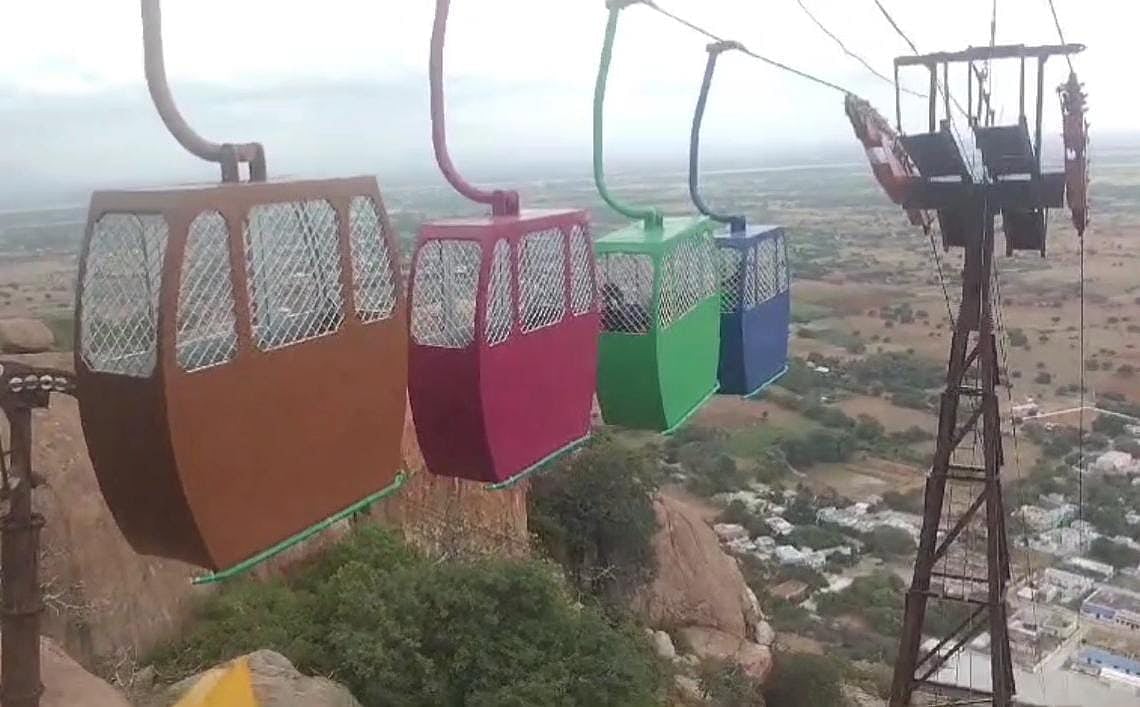 Karur temple’s new rope car gets stuck, eight stranded mid-air for an hour