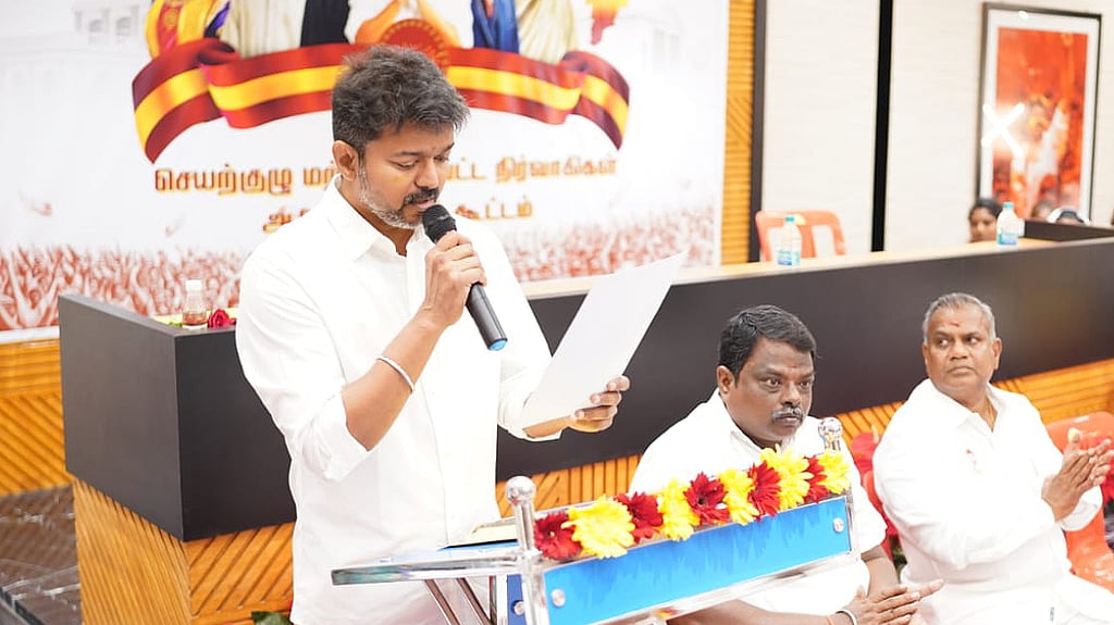 Vijay's TVK slams DMK over law and order in TN, opposes Centre on 'One ...