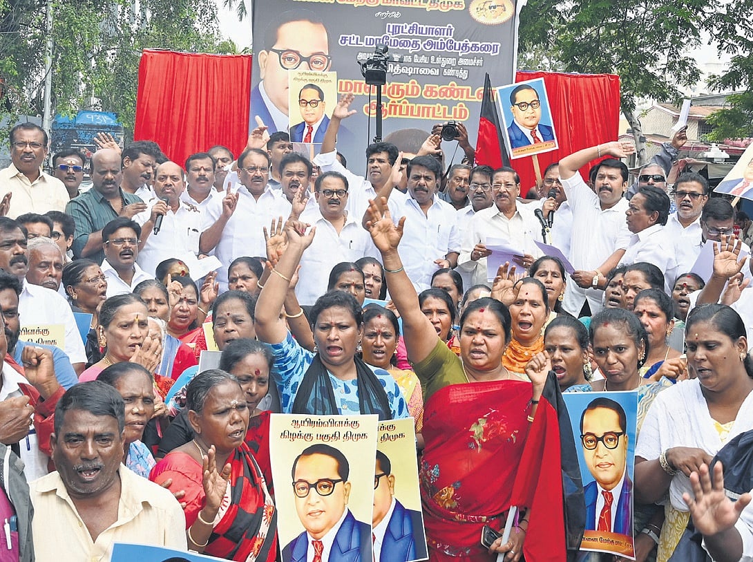 DMK and allies protest over Shah’s remark on Ambedkar, question EPS’s ...