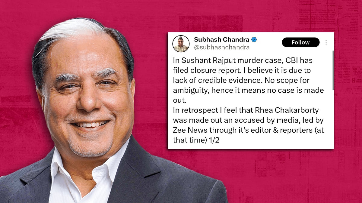 Subhash Chandra apologises to Rhea Chakraborty for making her ‘an accused’ in Sushant Rajput case
