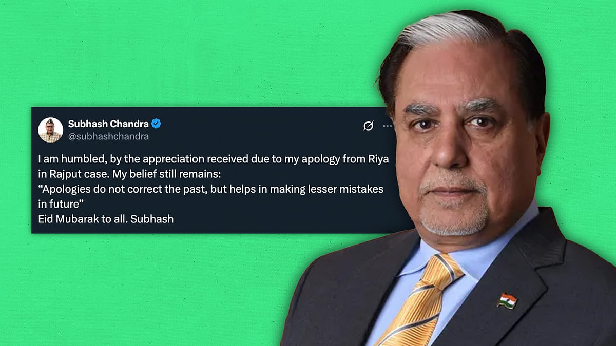 Subhash chandra again tweet about appology in sushan singh rajput and rhea chakrobarty case