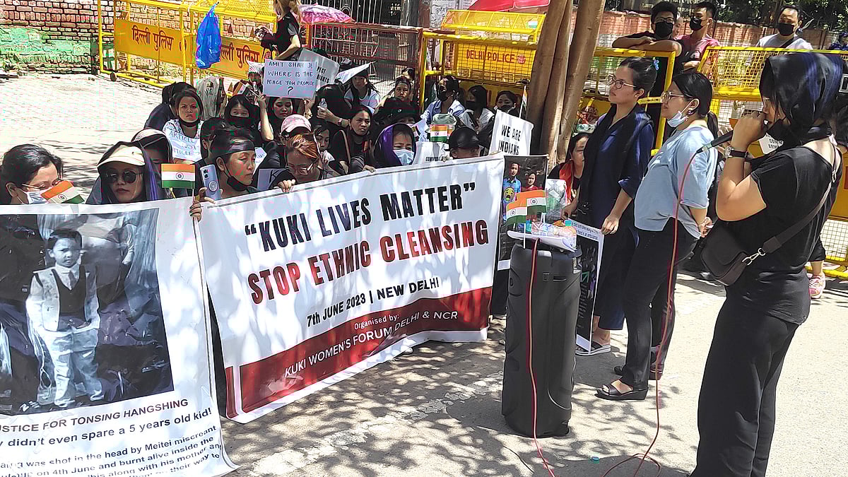‘we Are Systematically Attacked Kuki Women Protest Outside Amit Shahs Residence
