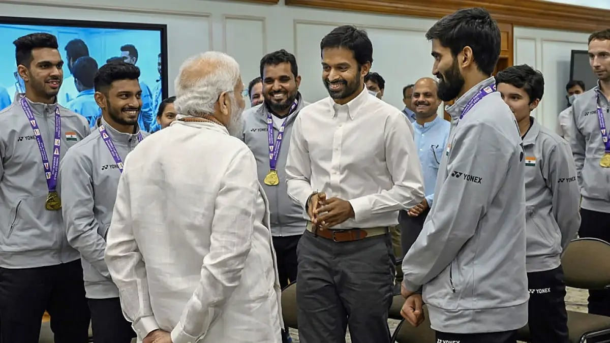 PM Narendra Modi Interacts With India's Thomas Cup-winning Badminton ...