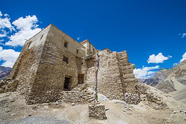 A high trail to the Zangla fort and palace in Zanskar Valley Kashmir