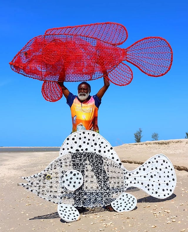 Aboriginal Community Uses Ghost Nets To Make Art for Planet