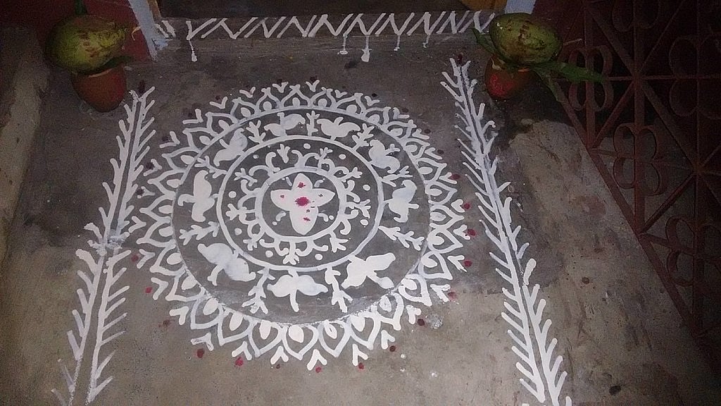 The ritualistic art of Alpana is an integral part of Bengali culture