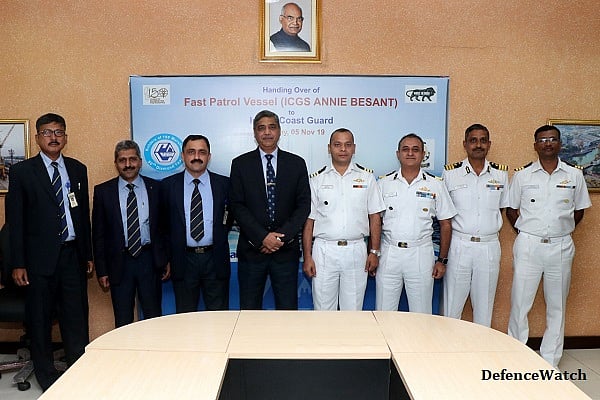 GRSE delivers ICGS Annie Besant to Indian Coast Guard