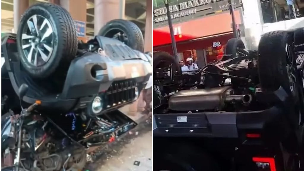 Thar accident: नवी कोरी थार... चाकाखाली लिंबू चिरडायला गेली अन् पहिल्या ...