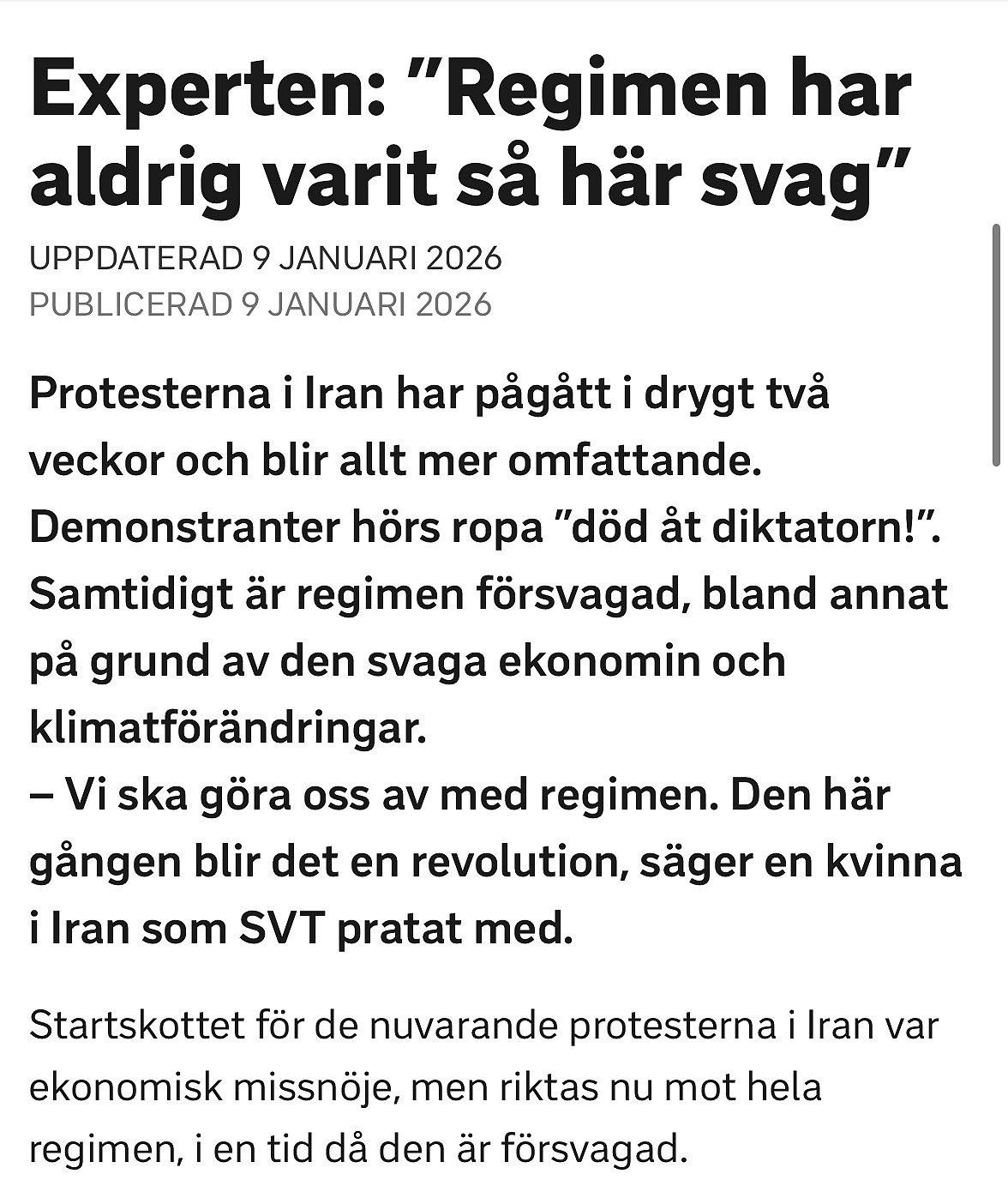SVT lyfte klimatförändringar bakom protester i Iran - svaret till Riks ...