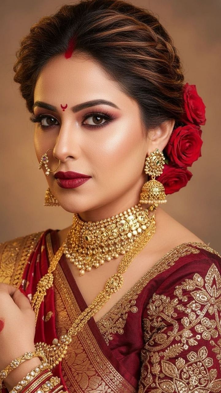 red saree designs for bridal wedding look beautiful latest trending ...