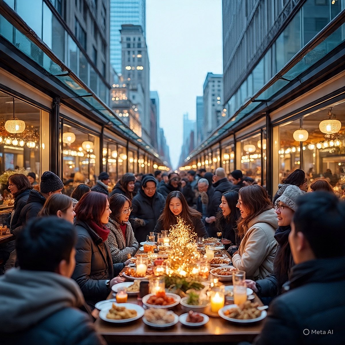 ठंडी हवाओं के बीच खुले आसमान के रेस्तरां में उमड़ा उत्सव