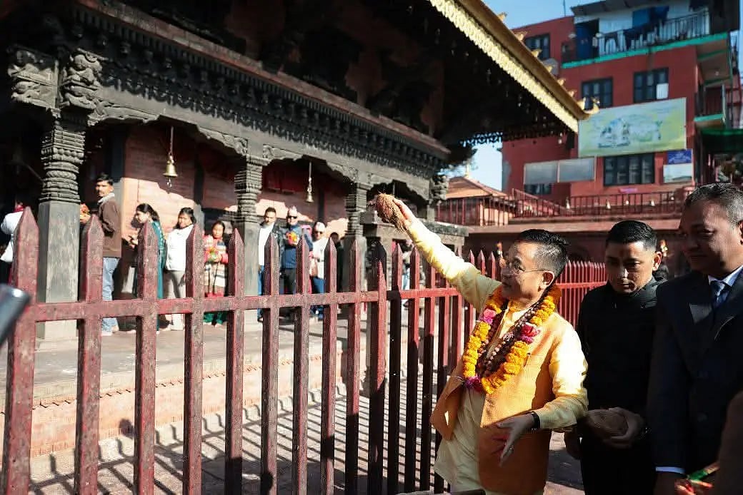 Sikkim CM Prays for India's Prosperity at Nepal Temple