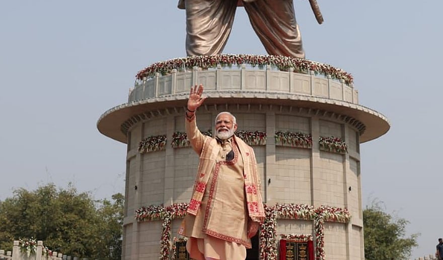 PM Narendra Modi unveils statue of Bir Lachit Barphukan in Jorhat, Assam