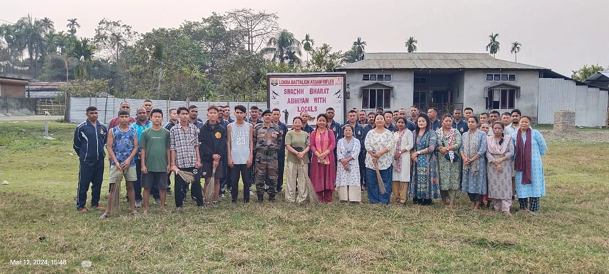 Assam Rifles conducts Swachh Bharat Abhiyaan in Lokra