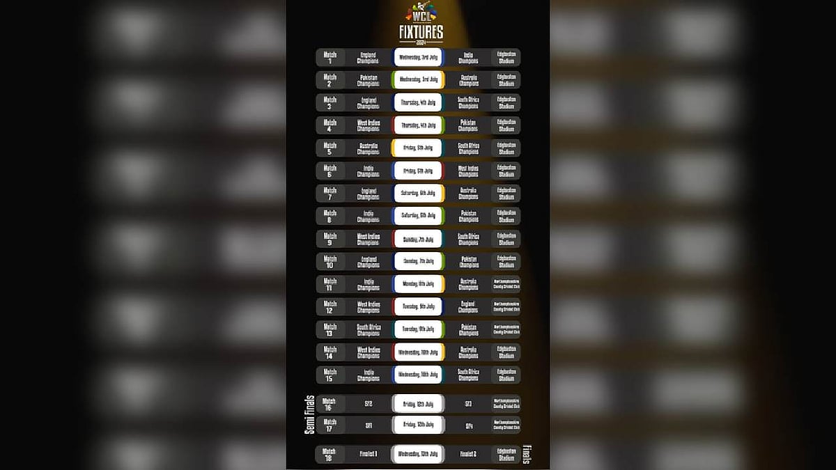 World Championship of Legends (WCC) schedule unveiled; India-Pakistan ...