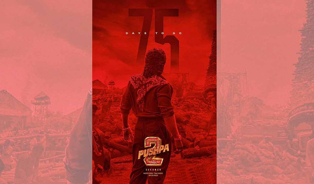 Allu Arjun looks over the ruins in a crimson frame in new ‘Pushpa 2’ poster