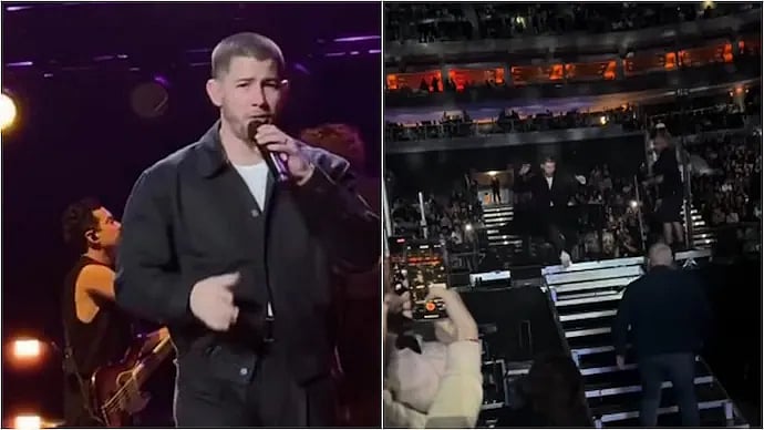 Nick Jonas runs off stage after laser pointed at him during Prague show