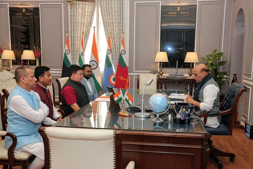 BTC chief Pramod Boro meets Defence Minister Rajnath Singh in New Delhi
