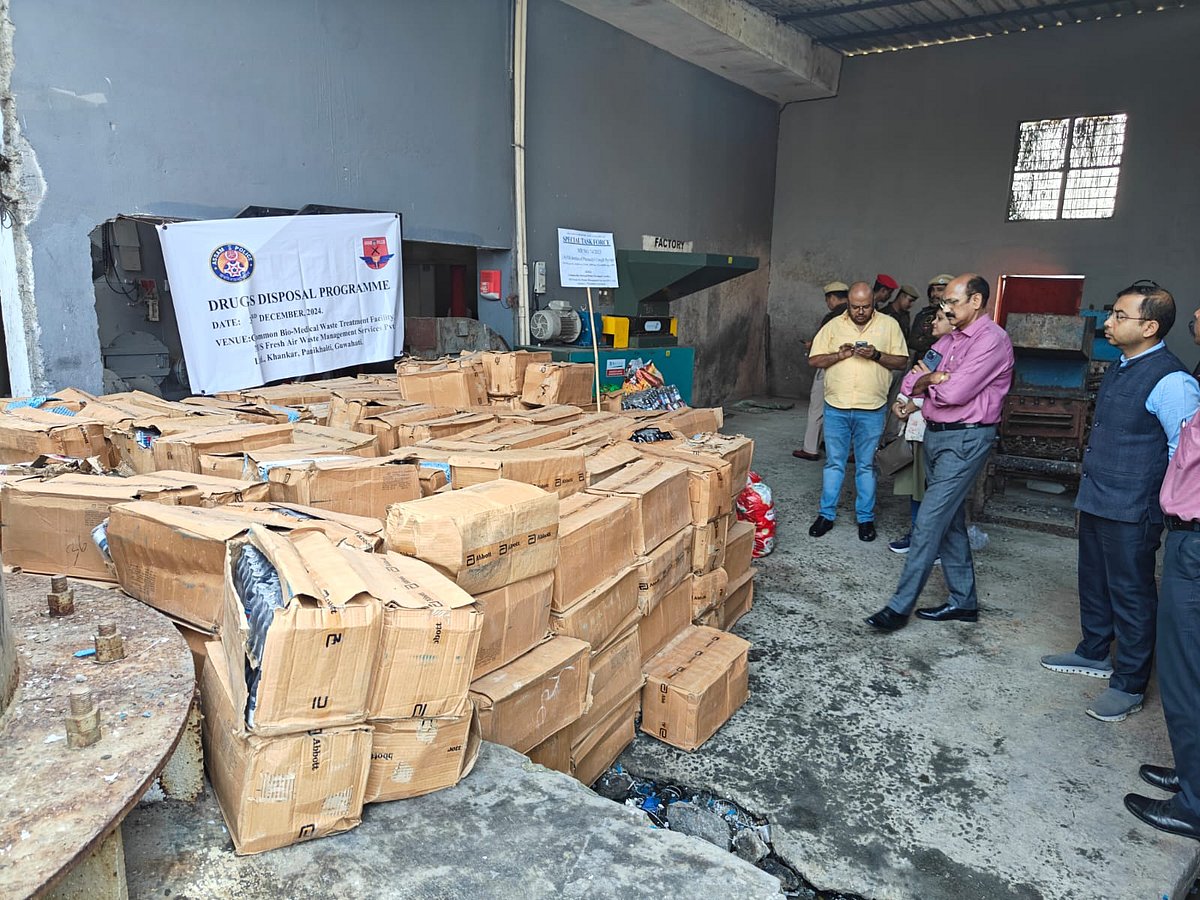 Assam STF Disposes of 37,000 Contraband Bottles in Drug Disposal Drive