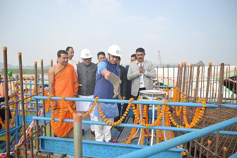 Assam: Bhumi Pujan Ceremony of Palasbari-Sualkuchi Bridge held in State