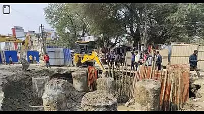 Assam: Ground Collapse During Flyover Construction Disrupts Traffic In ...