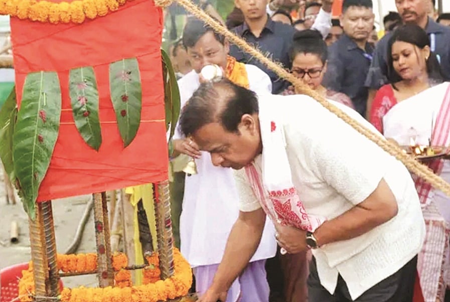 Assam CM Lays Foundation Stone of Monikut for Maa Durga Temple