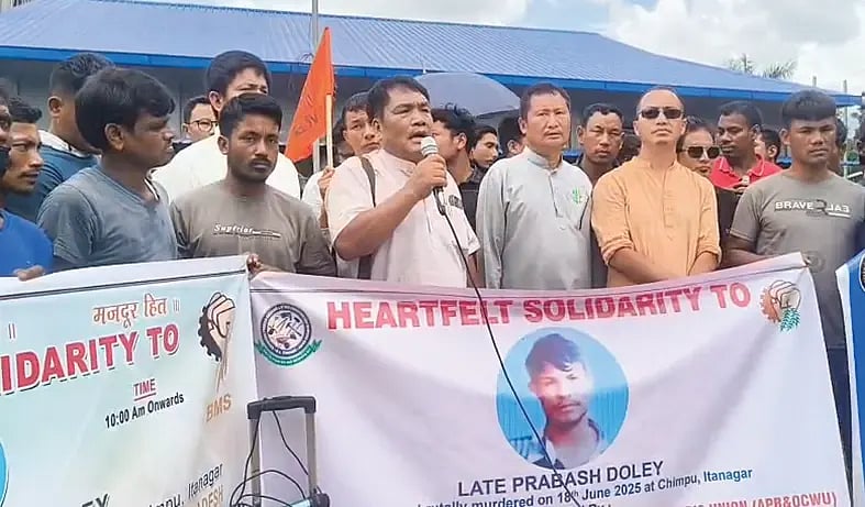 Arunachal: BMS marches for justice in Prabash Doley ‘murder’ case