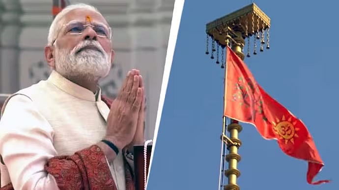 PM Modi, RSS chief hoist saffron flag atop Ayodhya Ram Temple
