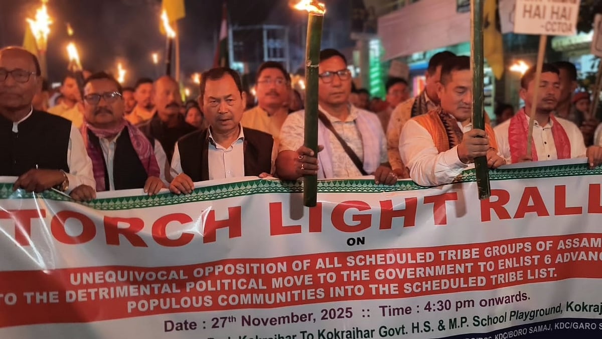 Assam Tribal Protest: ABSU Leads Torch Rally Against ST Status Move