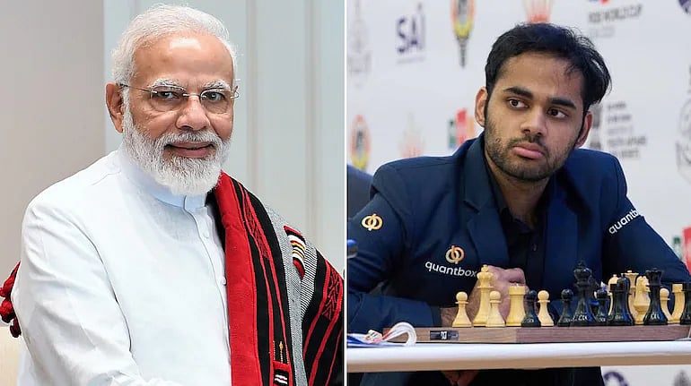 PM Modi applauds Arjun Erigaisi for winning World Blitz bronze