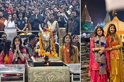 Shilpa, Shamita attend ‘Shayan Aarti’ at Ujjain’s Mahakaleshwar temple