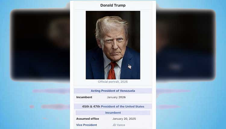 Trump shares photo showing him as ‘Acting President of Venezuela’