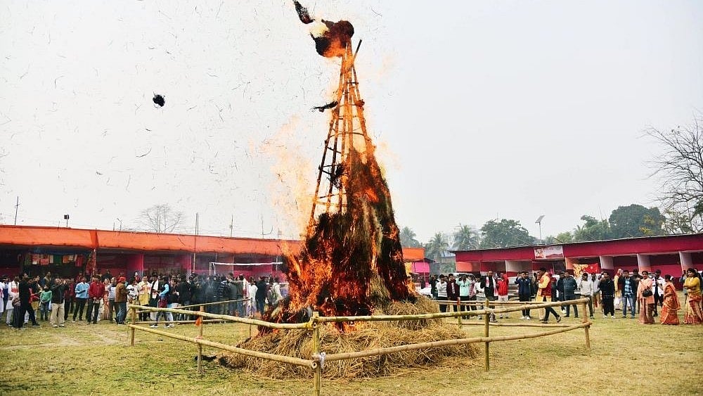 Demow observes Magh Bihu with community feasts, mejis