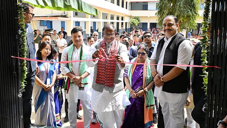 Lakshman Prasad Acharya inaugurates school buildings in Boro Haflong