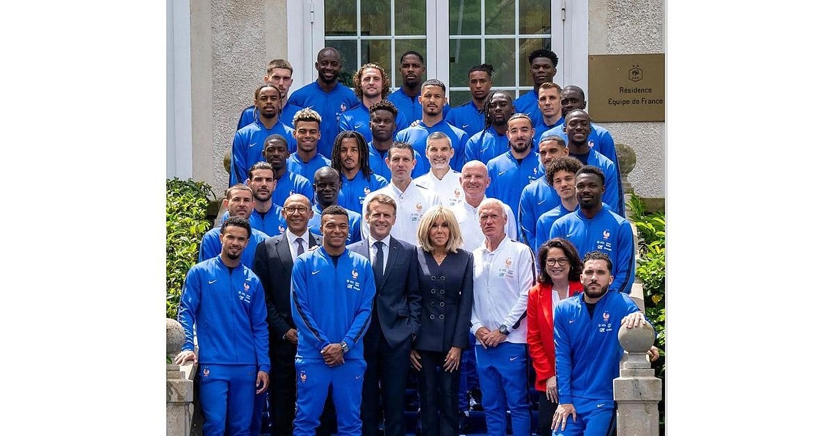 French President Macron Meets National Team Ahead of FIFA World Cup