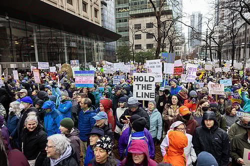 Over 2,000 Rally in Support of Federal Workers in Downtown Seattle