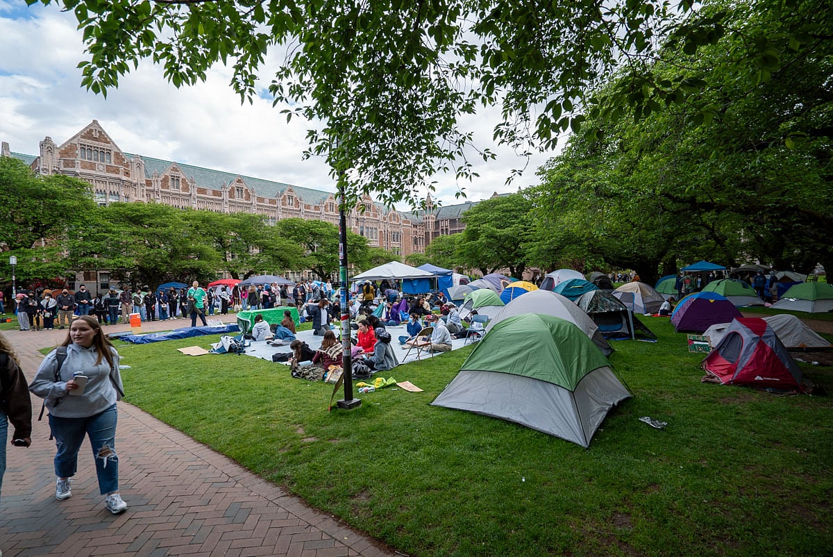 Protesters Face Off at UW Palestine Encampment After Charlie Kirk ...