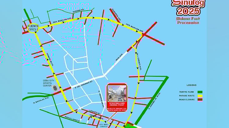 Road closures announced for 2025 Sinulog Grand Parade