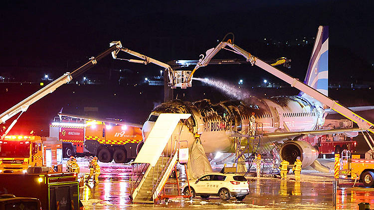 Passenger plane catches fire at South Korean airport