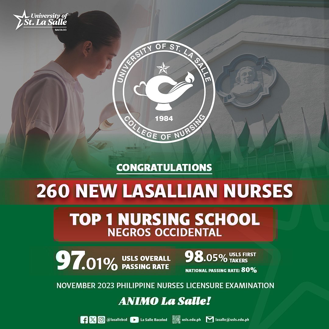 University of St. La Salle Emerges as Top Nursing School in Negros Occidental with Impressive ...