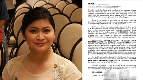 Nova Parojinog of Ozamiz gets life imprisonment for illegal drug possession