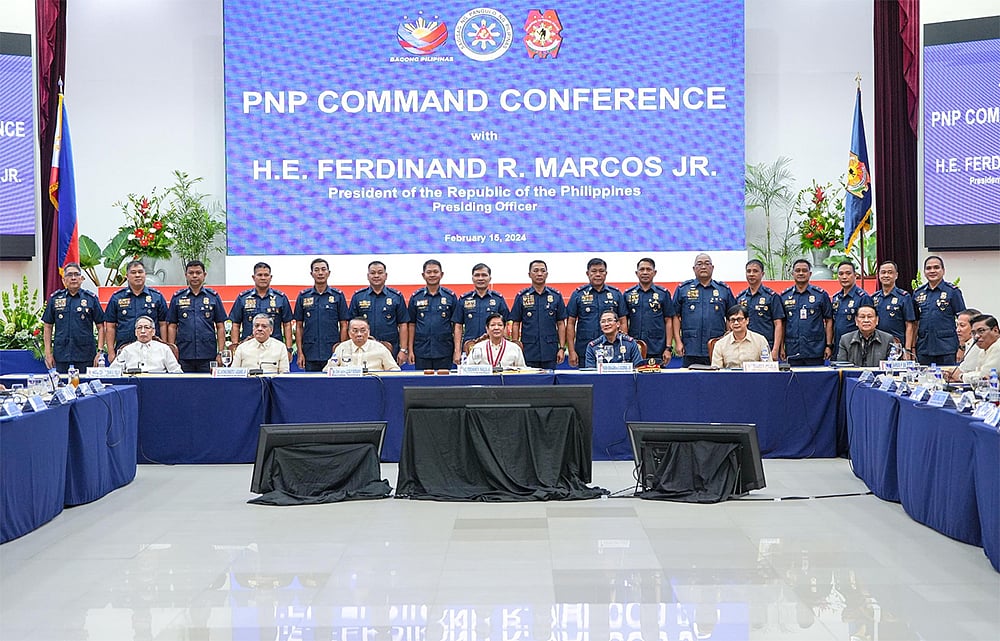 Marcos leads first PNP command conference in police camp