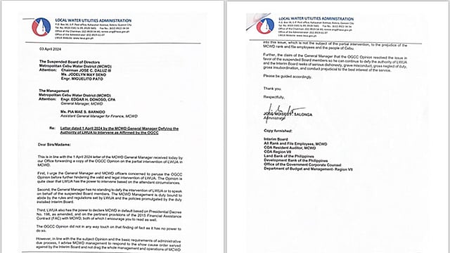 LWUA to MCWD: Reread, analyze OGCC opinion