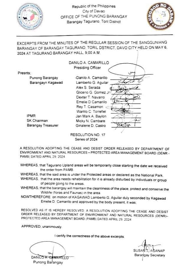 Cease-and-desist order vs 9 Mt. Apo encroachers