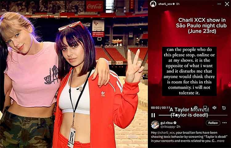 Charli XCX shuts down fans yelling Taylor Swift hateful remarks