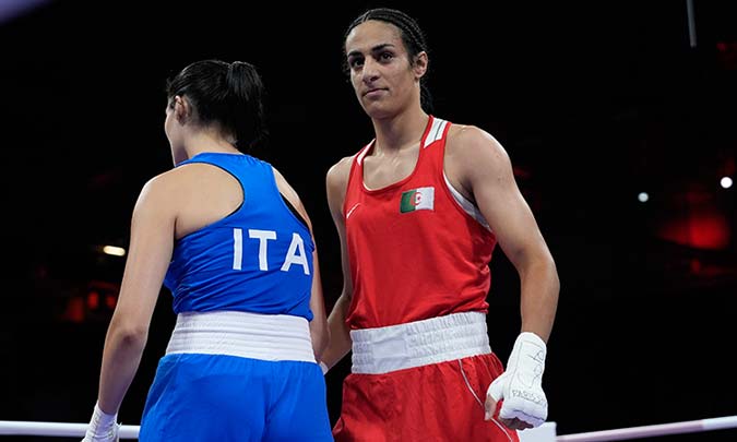Algeria boxer Khelif wins 1st Olympic fight when opponent quits