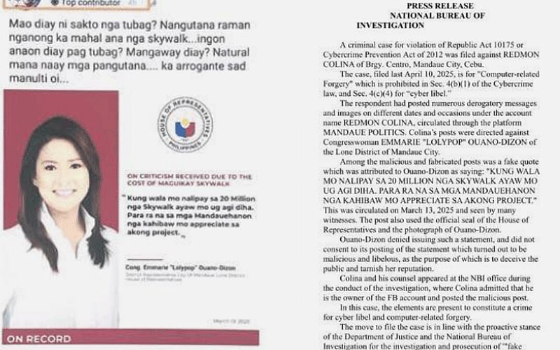 NBI 7 files cyber rap over fake quote on Ouano-Dizon