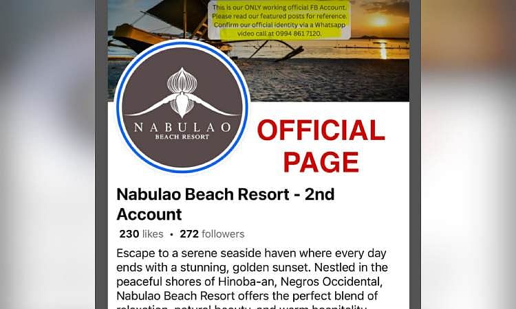 Nabulao Beach Resort warns public of scam