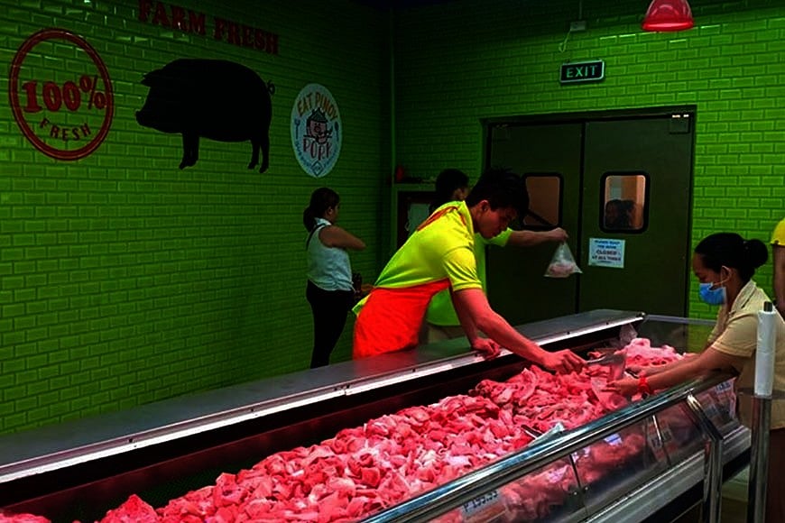 Pork display in a mall