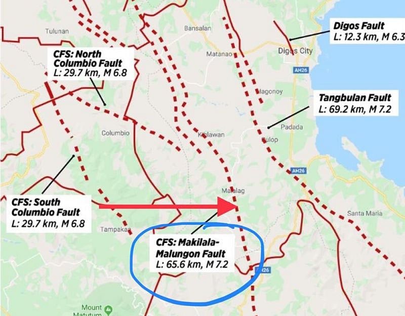 Makilala-Malungon fault ang milihok